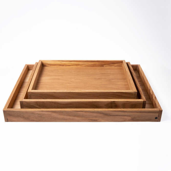 Signature Wooden Tray – Oak Large - Oishya